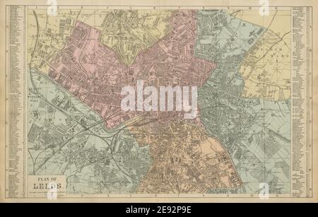 LEEDS. Vintage town city map plan. Yorkshire 1950 old vintage chart ...