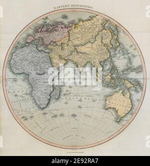 Eastern Hemisphere, political map of the world with countries in four ...