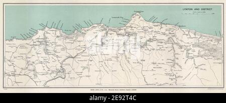 LYNTON & DISTRICT vintage tourist map Exmoor Barnstaple Devon WARD LOCK ...