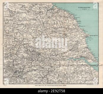 YORKSHIRE county map. Railways. WARD LOCK 1927 old vintage plan chart ...