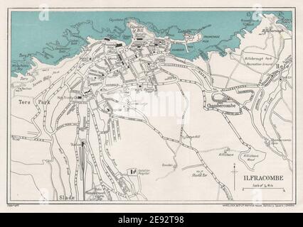 ILFRACOMBE vintage tourist town city plan. Devon. WARD LOCK 1932 old ...