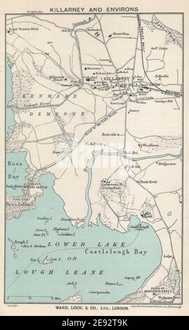 KILLARNEY & environs vintage tourist town city plan. Ireland. WARD LOCK ...
