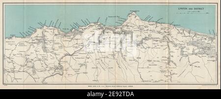 LYNTON & DISTRICT vintage tourist map Exmoor Barnstaple Devon WARD LOCK ...