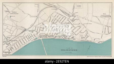 FELIXSTOWE vintage tourist town city plan. Suffolk. WARD LOCK 1913 old ...