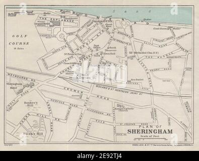 SHERINGHAM vintage town/city plan. Norfolk. WARD LOCK 1950 old vintage ...