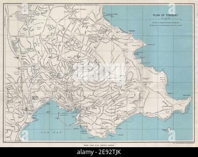 TORQUAY vintage tourist town city resort plan. Devon. WARD LOCK 1924 ...