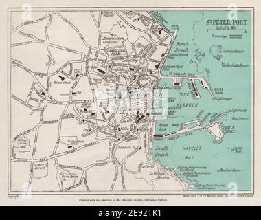 ST PETER PORT vintage town plan. Guernsey Channel Islands. WARD LOCK ...