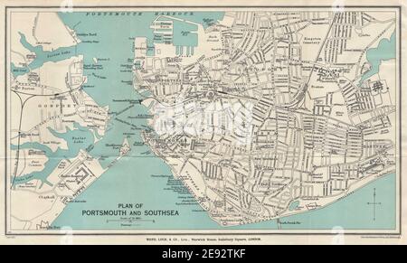 PORTSMOUTH. Vintage town city map plan. Hampshire, 1939 Stock Photo - Alamy