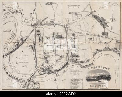 CHESTER. Vintage town city map plan. Cheshire 1950 old vintage chart ...