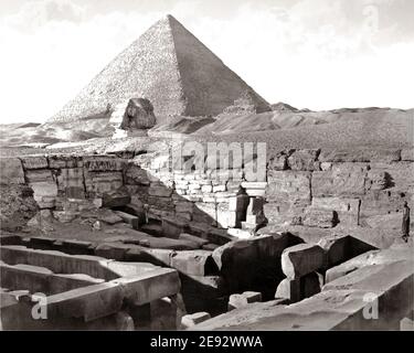 Archival vintage photo of Great Sphinx of Giza and and Great Pyramid of ...