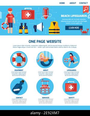 Lifeguard icons set with water safety equipment symbols flat isolated ...