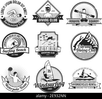 Set of Scuba diving club and diving school design. Vector illustration ...