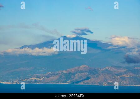 landscape illuminated by morning sun near Reggio di Calabria with ...