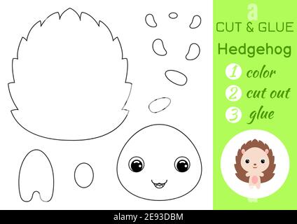 Cut and glue baby hedgehog. Education developing worksheet. Color paper ...