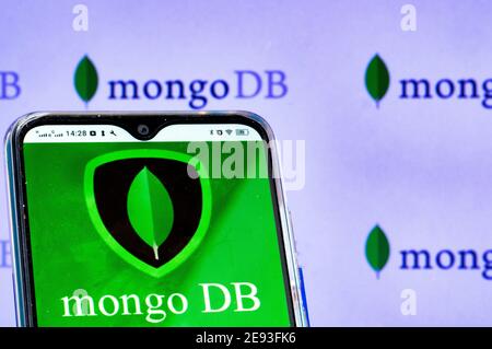 In this photo illustration, a MongoDB logo is seen displayed on a ...