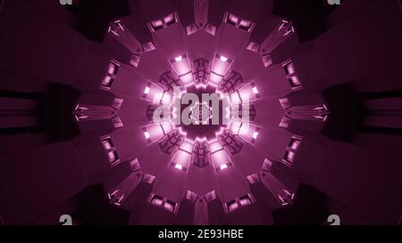 Vibrant kaleidoscopic illustration in bright pink and white colors ...