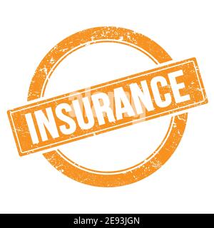 INSURANCE text on orange grungy vintage rectangle stamp Stock Photo - Alamy