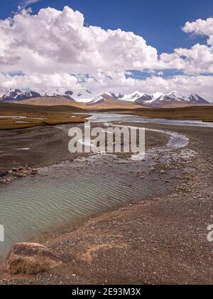 Icy river on a high plateau in the mountains of Kyrgyzstan Stock Photo ...