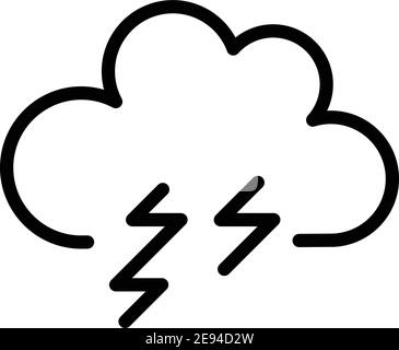Vector thundercloud. Black outline. Vector illustration isolated on ...