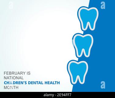 Children's Dental Health Awareness Month in February concept vector ...