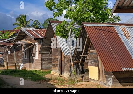 A poor village hut made of wood and clay. The traditional African home ...