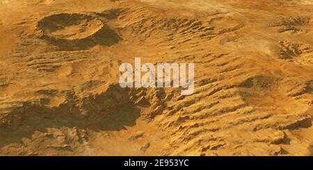 Cold desert on Mars. Martian Landscape, 3d rendering Stock Photo - Alamy