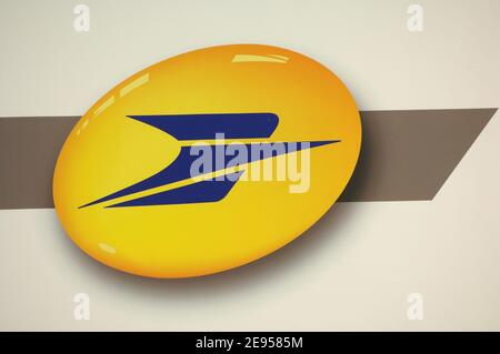 "New logos of ""La Poste"" and the new bank 'La Banque Postale' in ...