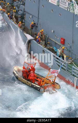 Inflatables from the Greenpeace ship MY Esperanza and MY Arctic Sunrise ...