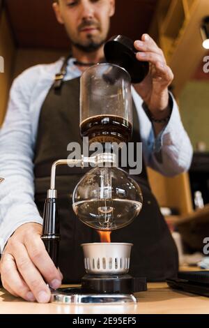 Syphon alternative method of making coffee. coffeemaker is a manual ...
