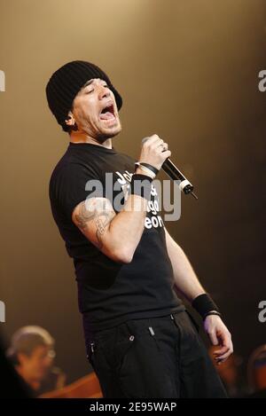 Pascal Obispo performs live during a special tribute to the late French ...