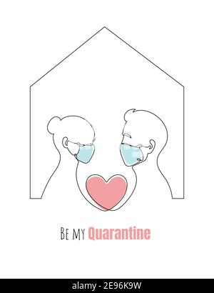 New normal Valentines Day one line continuous drawing Stock Vector ...