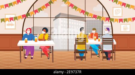 mix race friends in medical masks standing together coronavirus ...