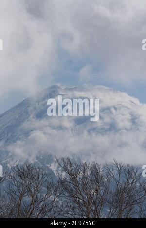 Mount Yotei volcano, Niseko in winter landscape, Hokkaido, Japan Stock ...