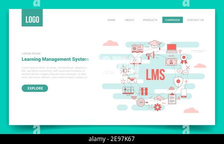 lms learning management system concept with icon concept with round or ...