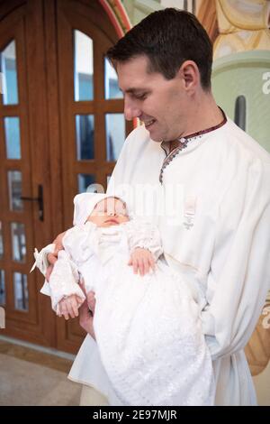 Godparents, Prince Mihai and his wife Princess Emanuela de Ghyka attend ...