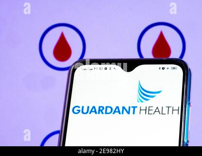 In this photo illustration, the Guardant Health logo is displayed on a ...