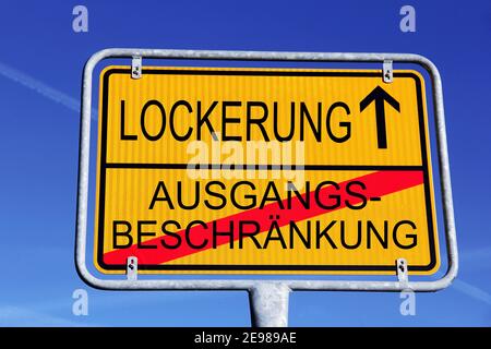 A sign with relaxation of the exit restriction in Germany Stock Photo ...