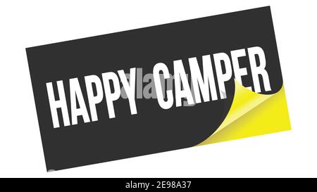 HAPPY CAMPER text written on black red sticker stamp Stock Photo - Alamy