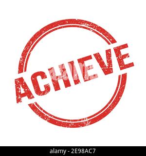 ACHIEVE text written on red grungy zig zag borders round stamp Stock ...