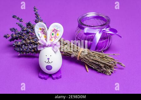 Monochromatic lavender Easter concept. Fragrant flowers, natural purple ...