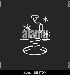 Ice fishing chalk white icon on black background Stock Vector Image ...