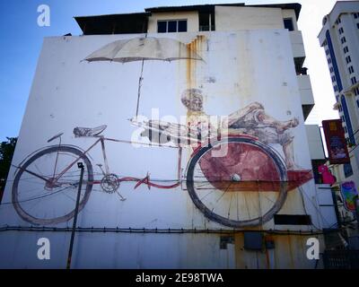 Graffiti Tricycle Rickshaw Penang George town Malaysia Stock Photo - Alamy