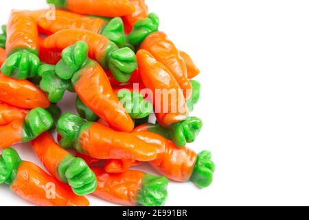 Gummy Candy Carrots Isolated on a White Background Stock Photo - Alamy