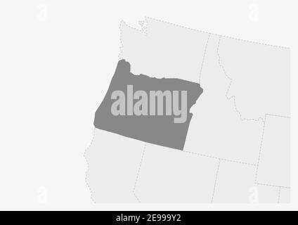 Map of the United States with Oregon highlighted Stock Vector Image ...