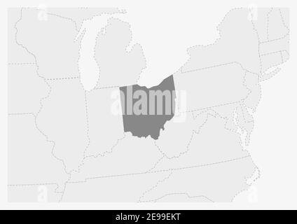 US State Ohio map highlighted in Ohio flag colors and pin of country ...
