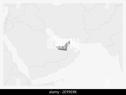 United Arab Emirates map with gray tone on png or transparent ...