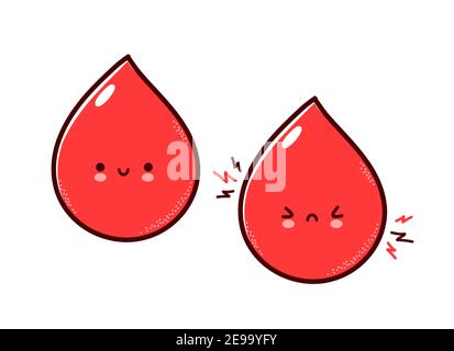 Cute cartoon sick blood drop character with glucometer. Diabetic ...