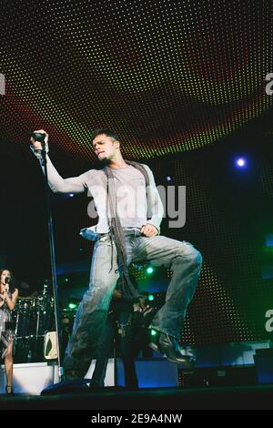 Puerto Rican born singer Ricky Martin performs during his first concert ...