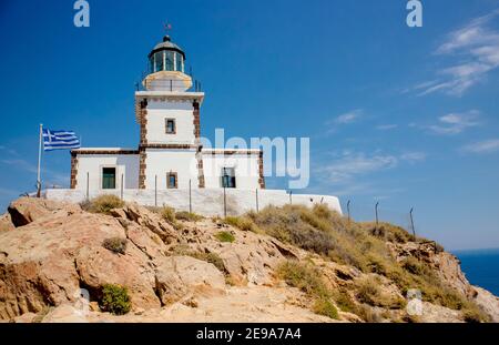 Lighthouse at Akrotiri, Santorini, Greece Stock Photo - Alamy