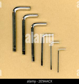 L shaped hex key or allen key tool used to drive bolts and screws with ...